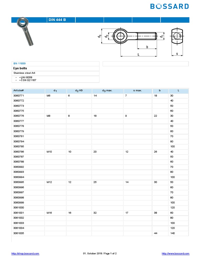 LPS Bossard Eye Bolts | PDF