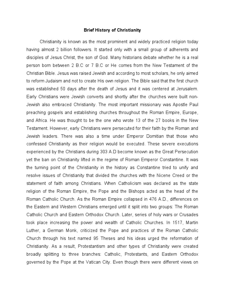 Brief History of Christianity | PDF | Christian Church | History Of ...