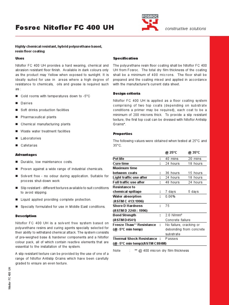 Fosroc Nitoflor FC 400 UH: A Highly Chemical Resistant Hybrid ...