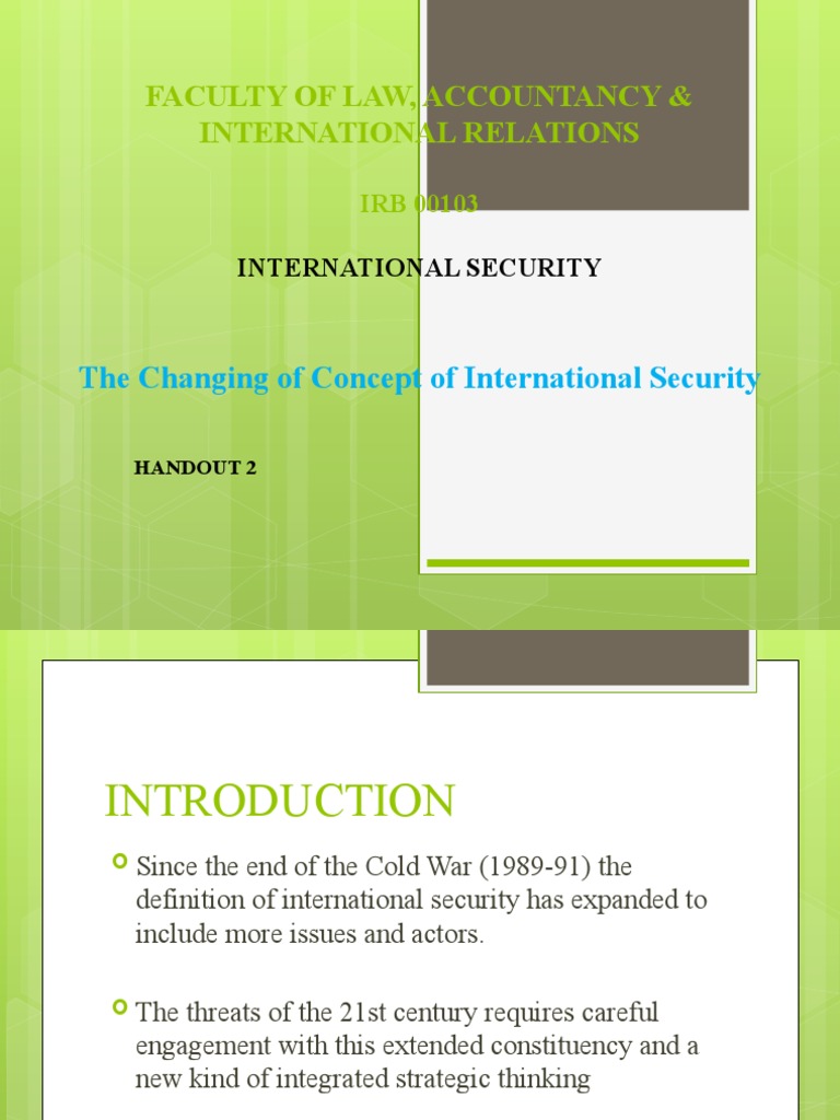 Understanding the Evolving Concept of International Security in the ...