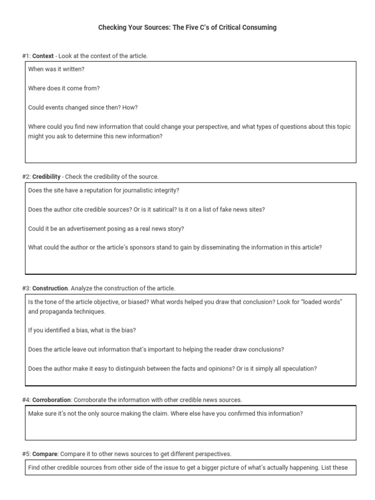 The Five Cs of Critical Consumption 1 | PDF