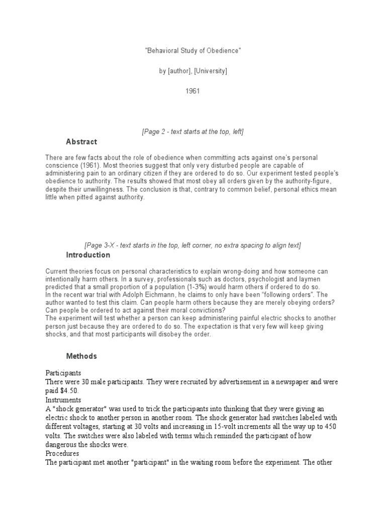 Milgram's 1961 Obedience Study Analysis | PDF | Obedience (Human ...