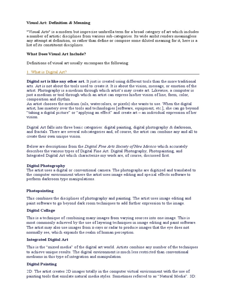 Visual Art: Definition & Meaning: 1. What Is Digital Art? | PDF | 3 D ...
