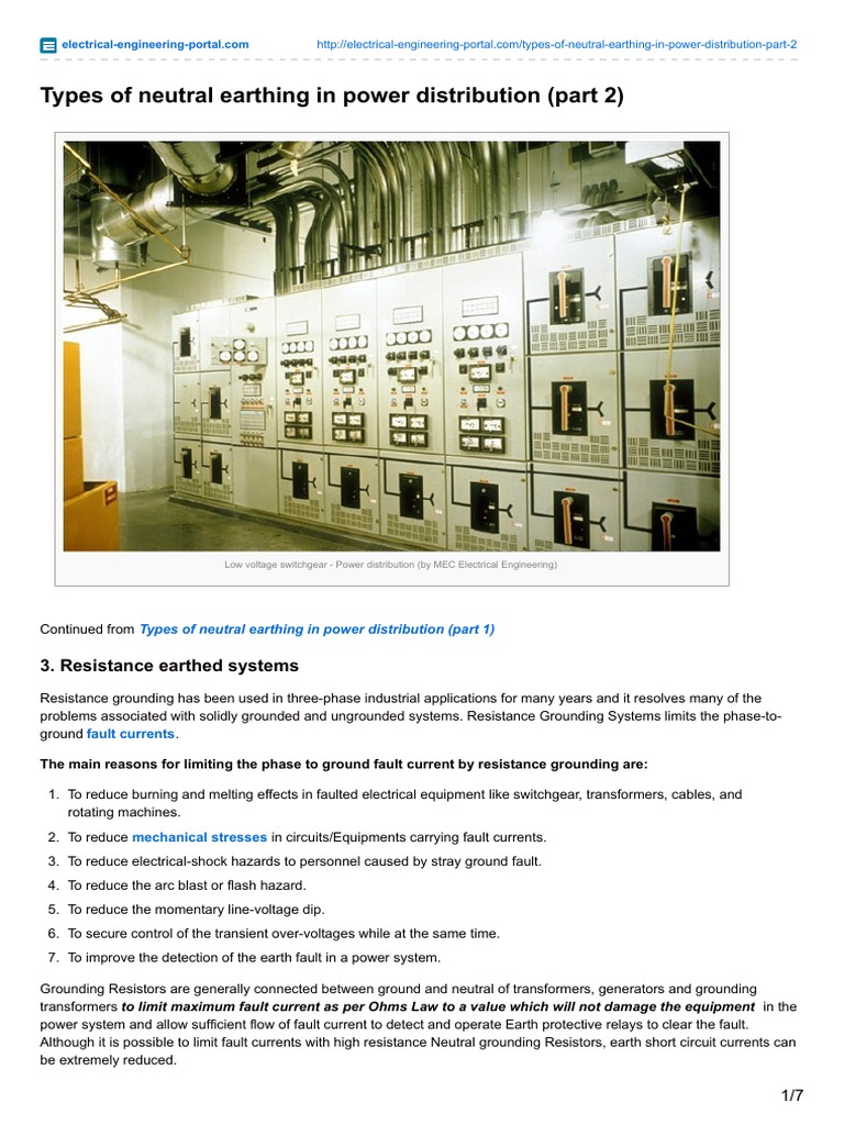Types of Neutral Earthing in Power Distribution Part 2 | PDF | Inductor ...