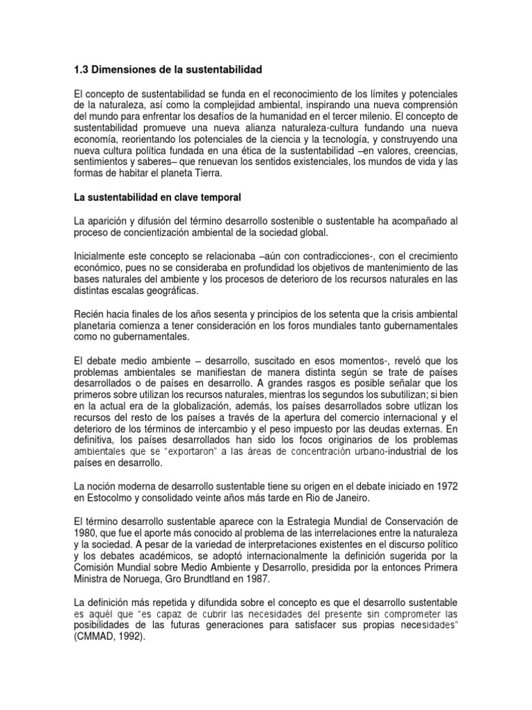 1.3 Dimensiones de La Sustentabilidad | PDF | Sustentabilidad | Desarrollo sostenible