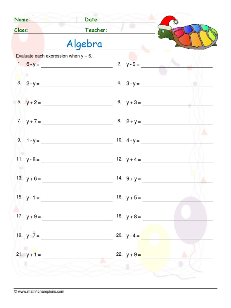Algebra: Name: Date: Class: Teacher | PDF | Teaching Methods & Materials