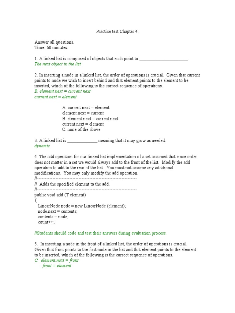Practice Test Chapter 4 - Ans | PDF | Array Data Structure | Class ... Practice Test Chapter 4 - Ans | PDF | Array Data Structure | Class ...