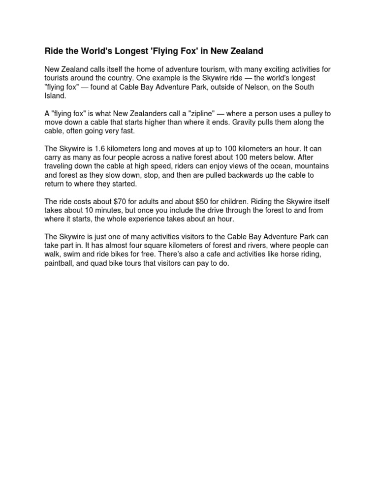 Ride The Worlds Longest Flying Fox in New Zealand | PDF