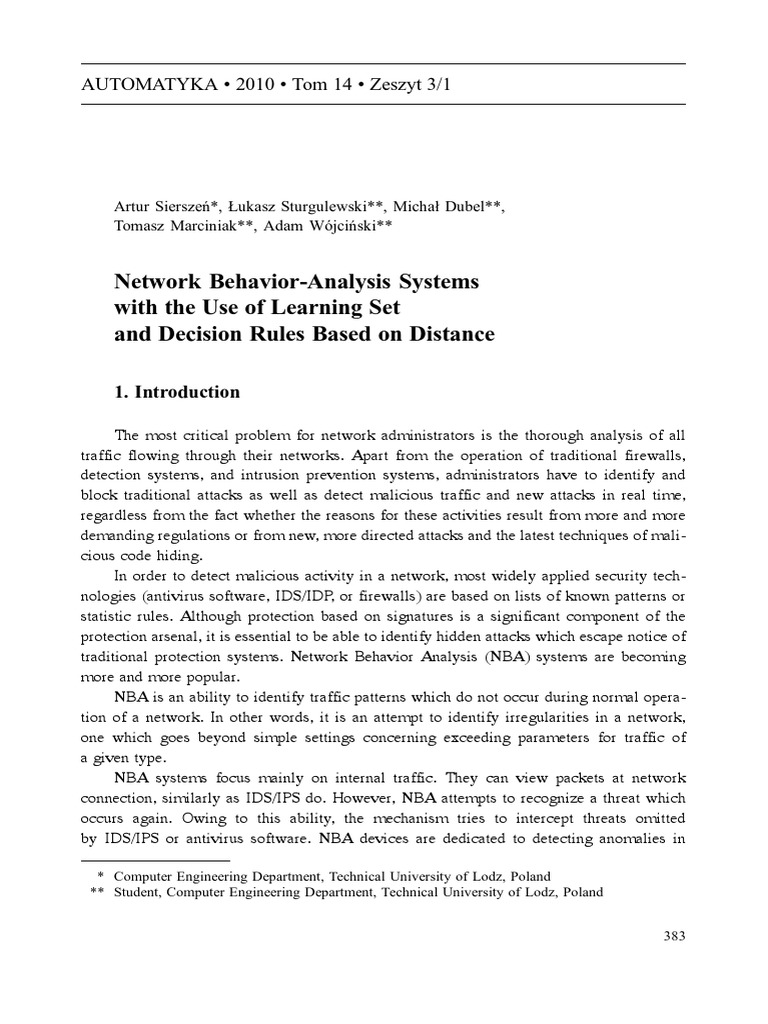 Network Behavior-Analysis Systems With The Use of Learning Set and ...