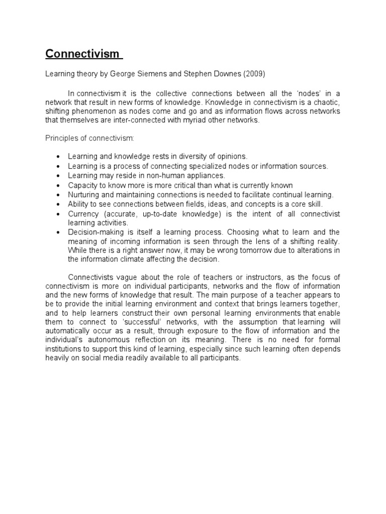Connectivism-Learning Theory | PDF