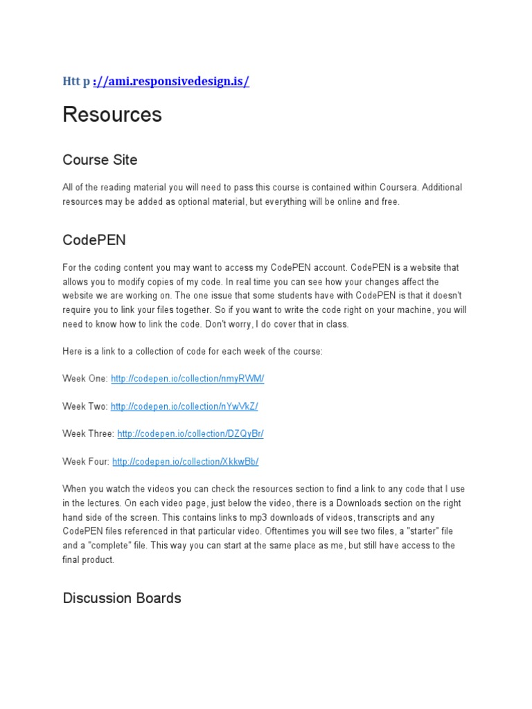 Resources: Course Site | Download Free PDF | Cascading Style Sheets ...