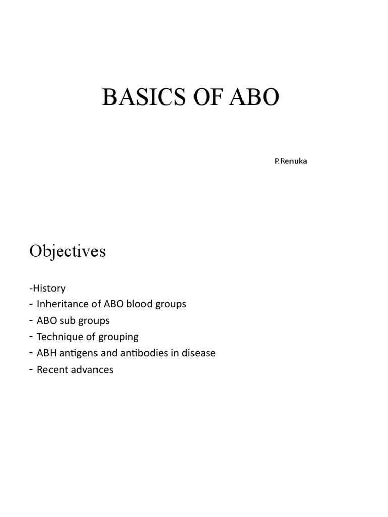 Basics of Abo Blood Groups | PDF | Blood Type | Biotechnology