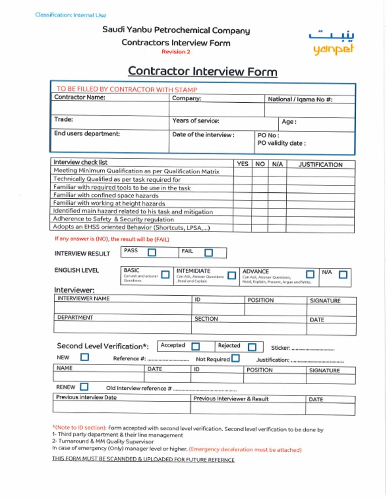 New Yanpet Interview Form | PDF