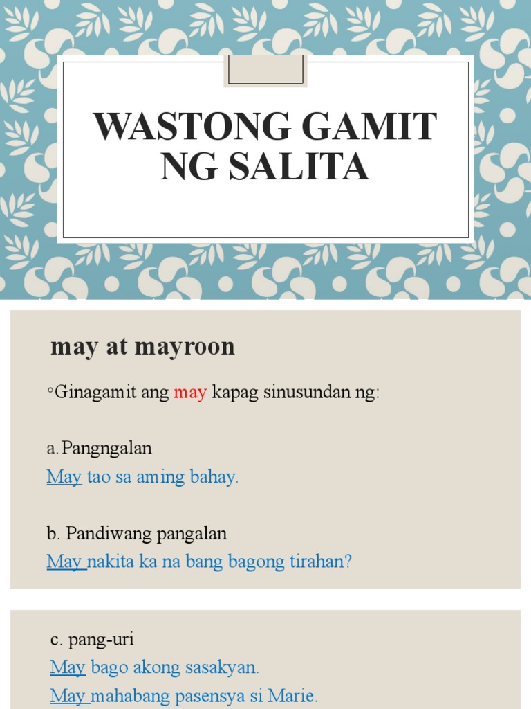 Wastong Gamit NG Mga Salita | PDF