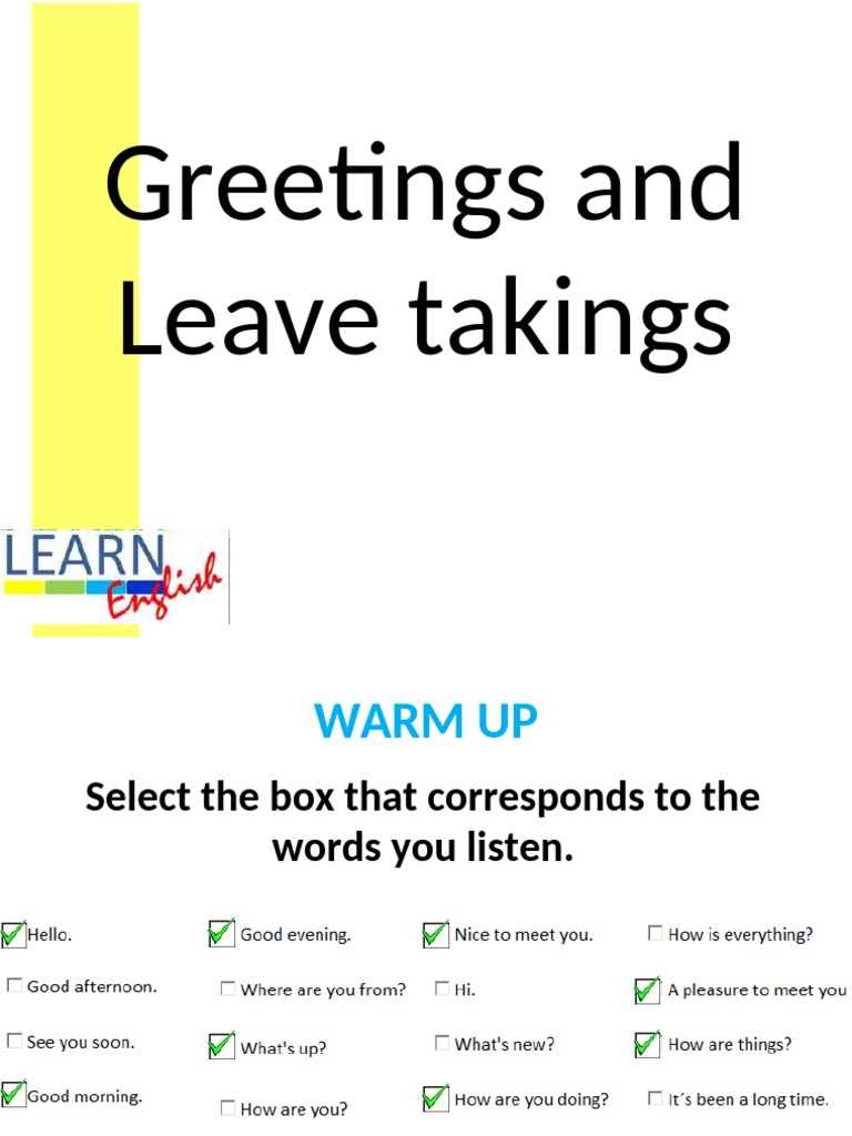 Greetings and Leave Takings | PDF