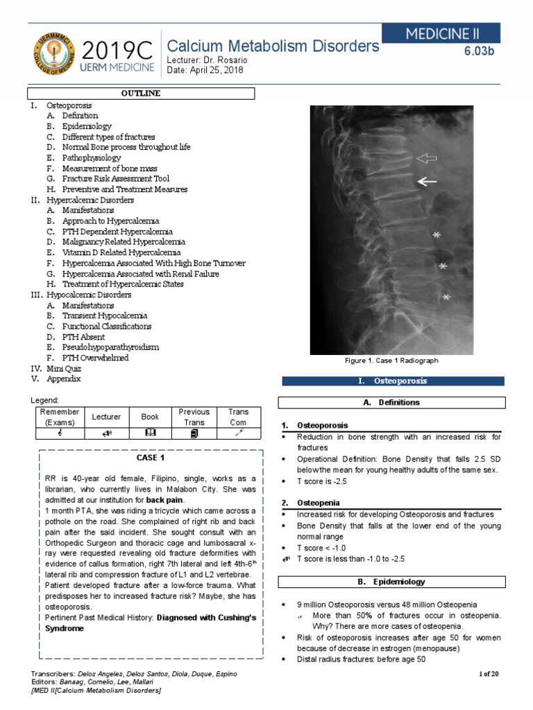 Medicine II - Calcium Metabolism | PDF | Osteoporosis | Bone