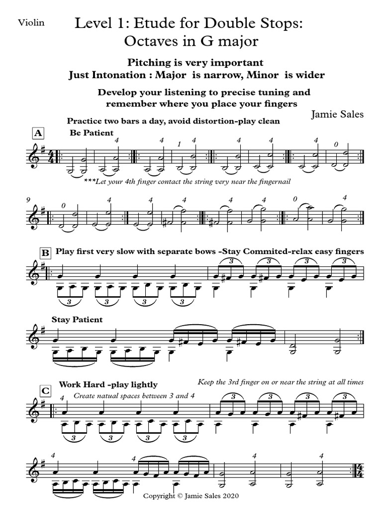 Level 1 Etude For Double Stops in G Major Octaves June 2020 - Violin ...