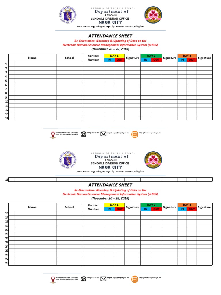 Attendance Sheet: Department of Education | PDF | Computing ...