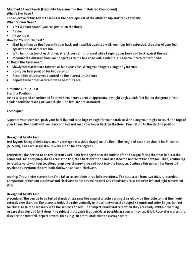 Modified Sit and Reach | Download Free PDF | Hand | Knee