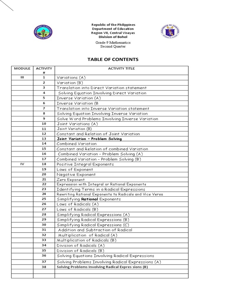 Math 9-2nd Grading | PDF | Speed | Exponentiation