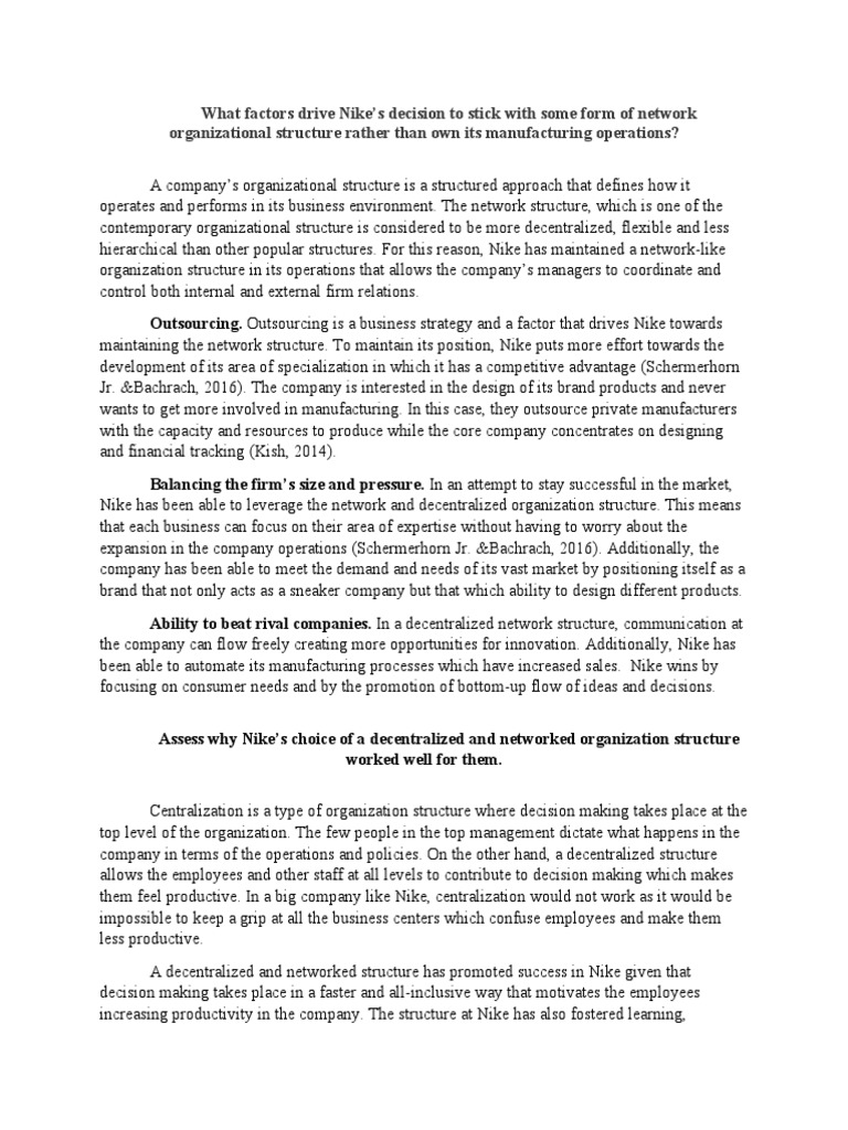 Nike Case Study | PDF | Organizational Structure | Adidas