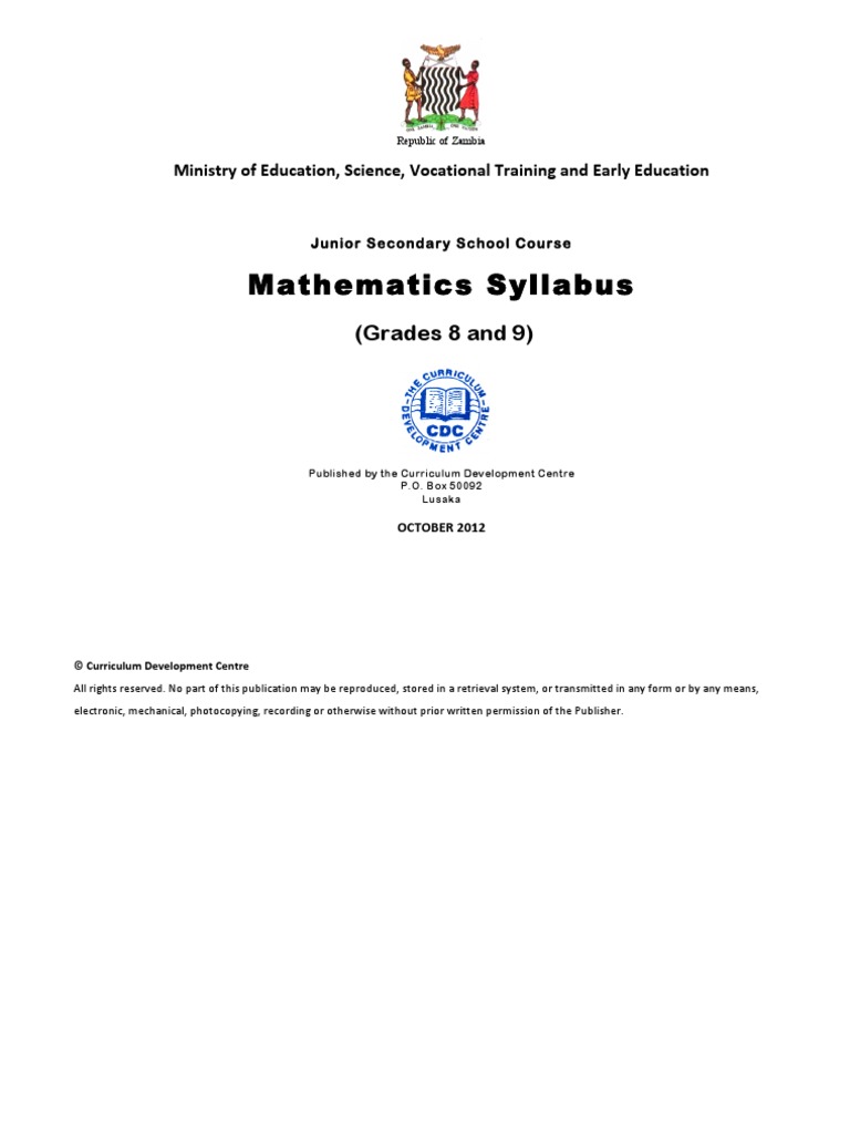 Mathematics Syllabus: Ministry of Education, Science, Vocational ...