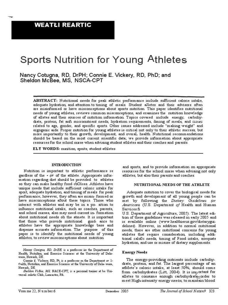 Sports Nutritionfroryoung Athletes | PDF | Dietary Supplements ...