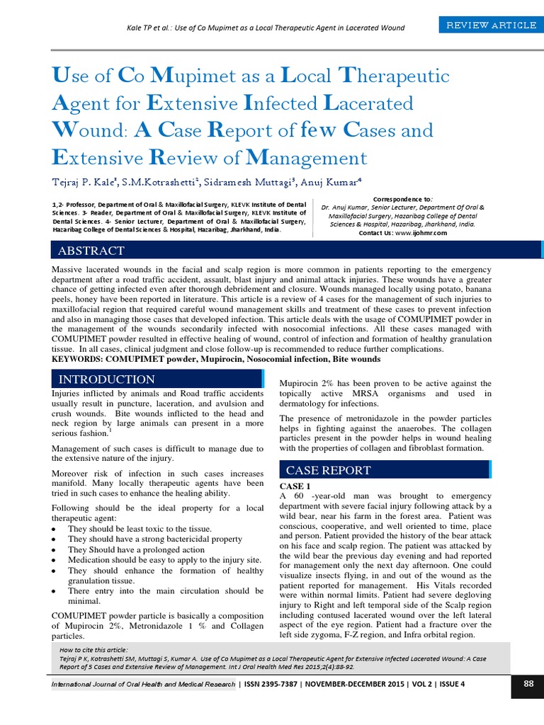 Use of Co Mupimet Powder for Infected Lacerated Wounds | PDF | Wound ...