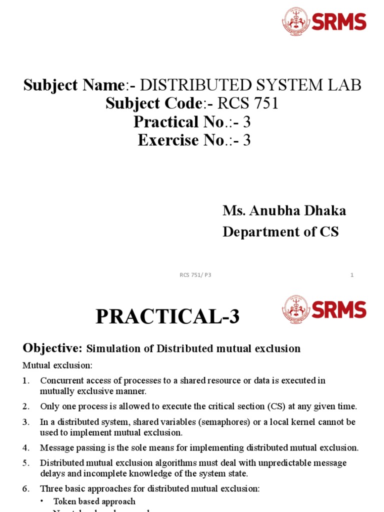 Subject Name:-Distributed System Lab Subject Code: - RCS 751 Practical No.: - 3 | PDF ...