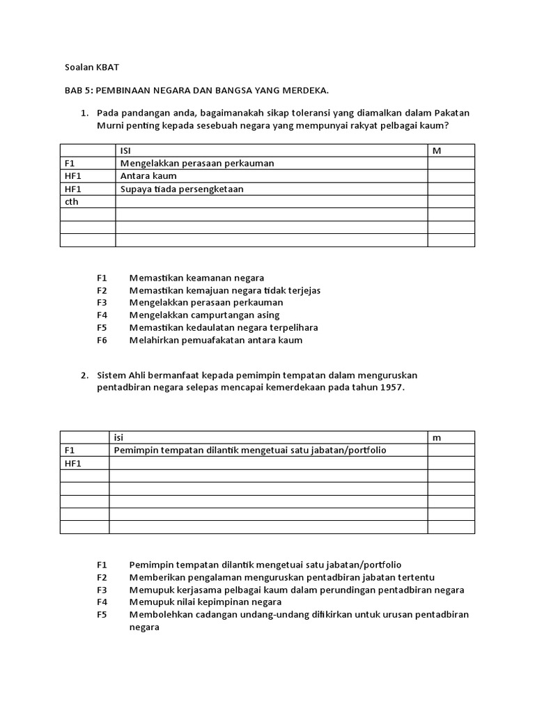 Soalan KBAT 2020 | PDF