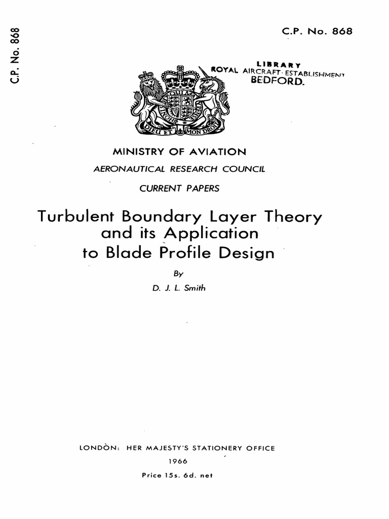 Turbulent Boundary Layer Theory and Its Application ' To Blade Profile ...