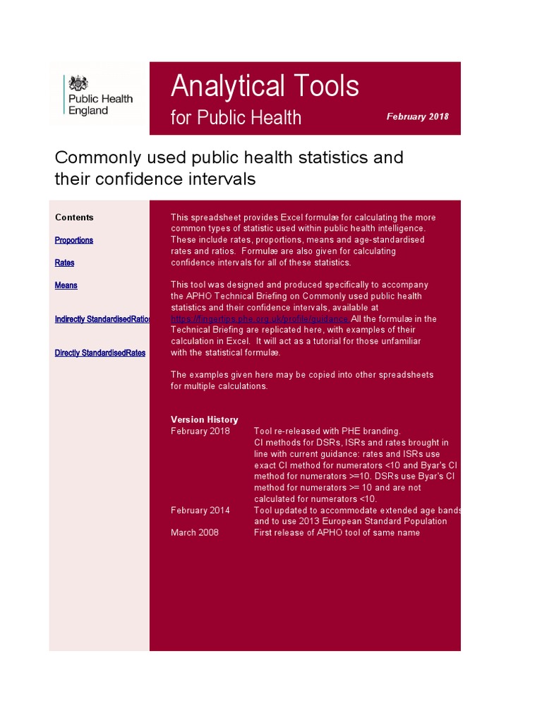 PHE Tool For Common PH Stats and CIs | PDF | Percentile | Confidence ...