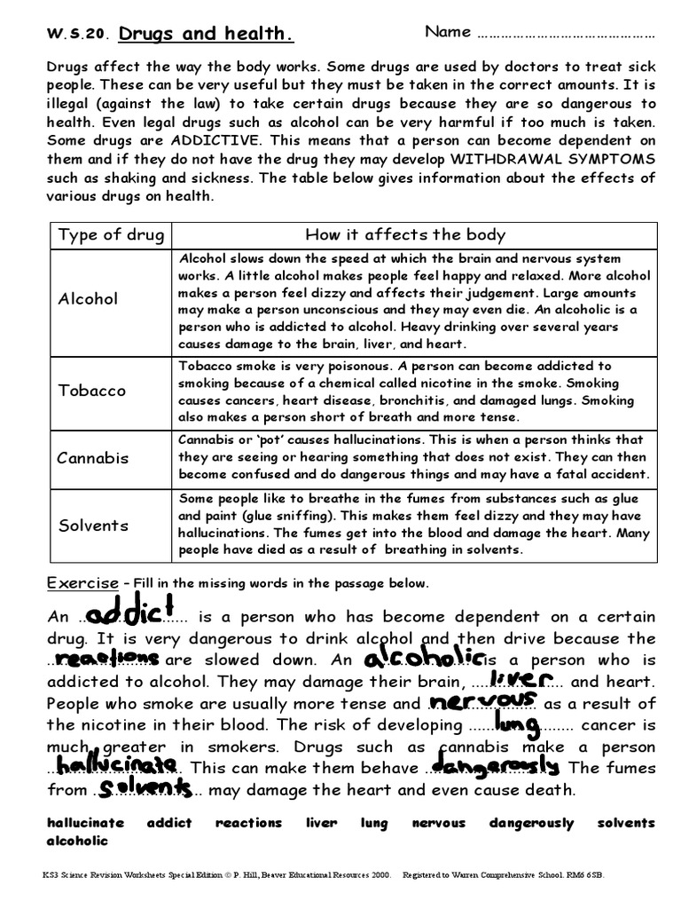 ks3 Revision Worksheets - Special Edition-24 | PDF | Smoking | Drugs