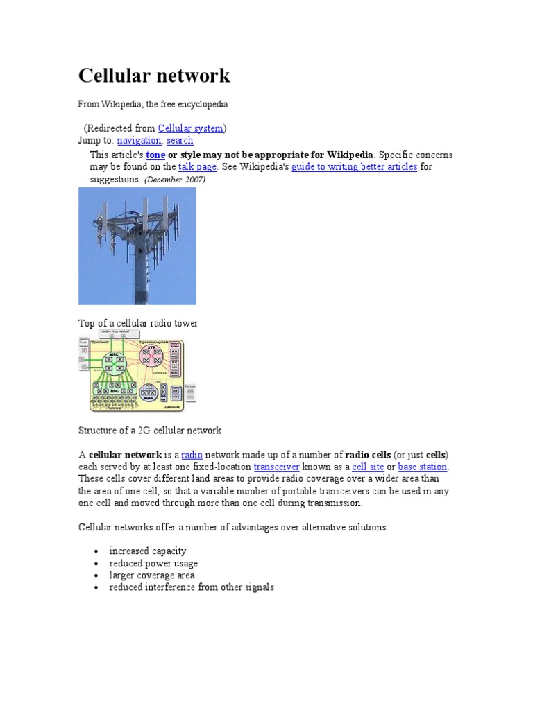 Cellular Network: Cellular System Navigation Search Talk Page Guide To ...