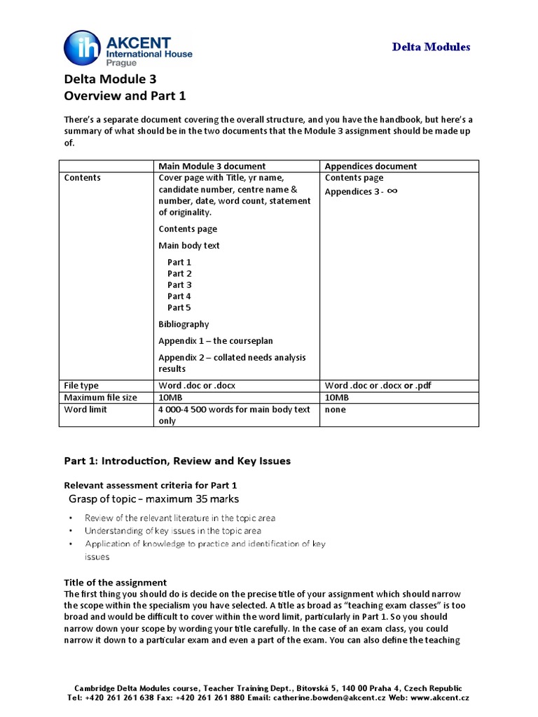 Delta Module 3 Overview and Part 1 | PDF | Behavior Modification ...