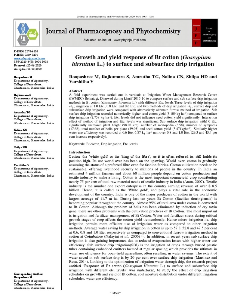 BT Cotton | PDF | Cotton | Irrigation