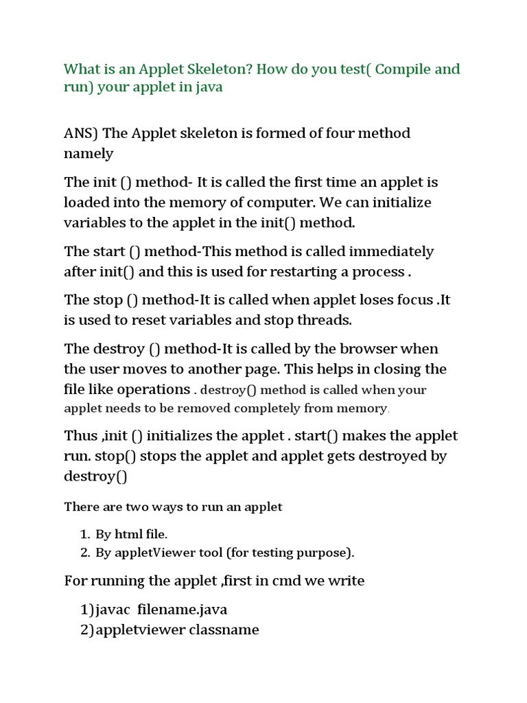 What Is An Applet Skeleton | PDF | Computers | Technology & Engineering