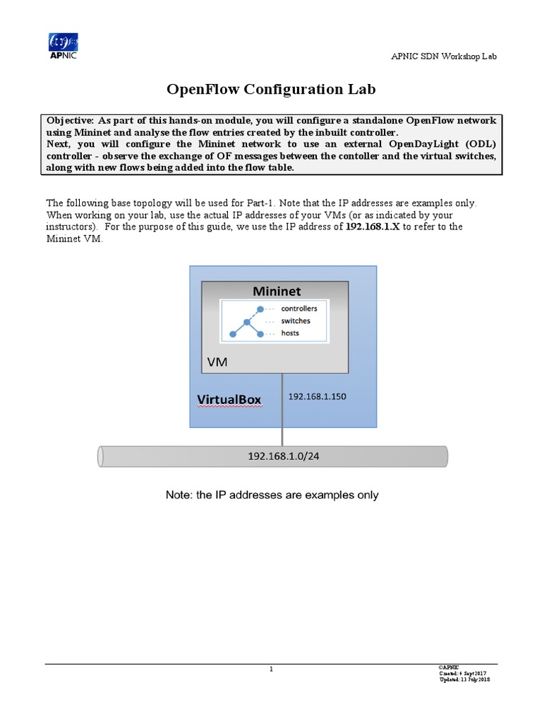 Openflow Configuration Lab: Apnic SDN Workshop Lab | PDF | Virtual Machine | Computer Network