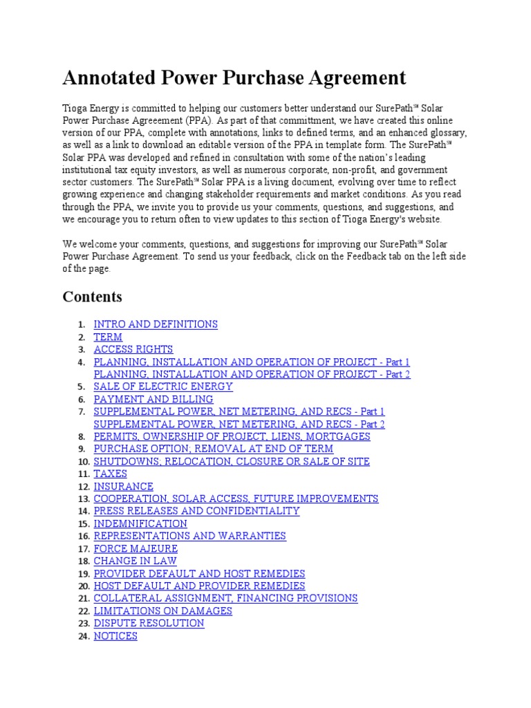 Annotated Power Purchase Agreement | PDF | Solar Power | Invoice