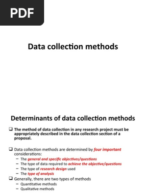 Types Of Data Collection Methods