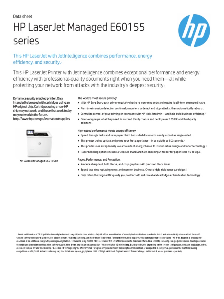 HP Laserjet Managed E60155 Series | PDF | Printer (Computing ...