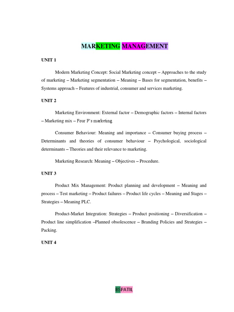 Marketing Management Book 1ST Sem Mba | PDF | Market Segmentation ...