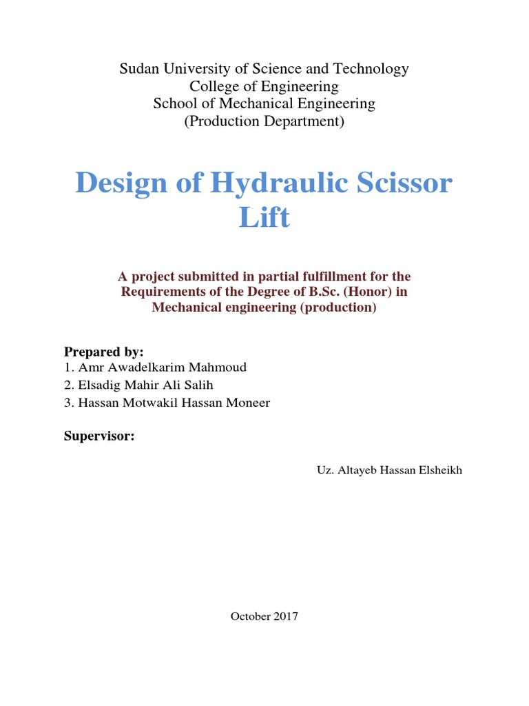 Design of Hydraulic Scissor Lift PDF | PDF | Elevator | Scaffolding