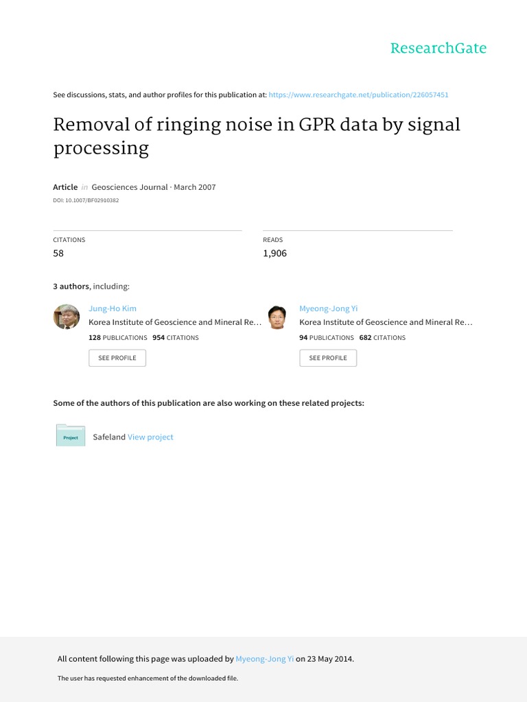 Removal of Ringing Noise in GPR Data by Signal Pro | PDF | Principal ...