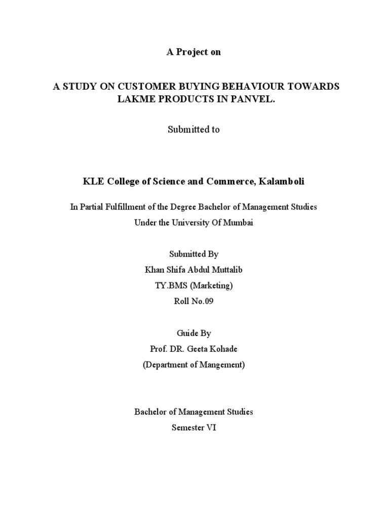 TY BMS Project | PDF | Consumer Behaviour | Behavior