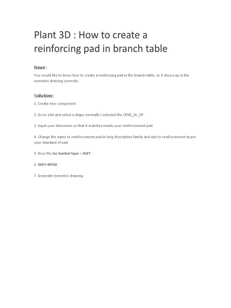 How To Create A Reinforcing Pad in Branch Table PDF | PDF
