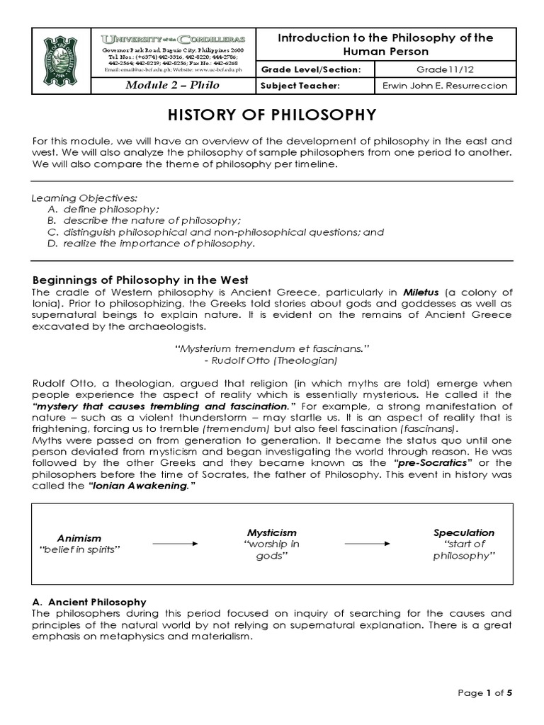 Philo Module 2 - History of Philosophy PDF | Download Free PDF | Plato | Reason