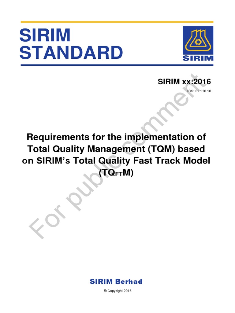 Sirim Standard: For Public Comment | PDF | Quality Management | Quality Management System