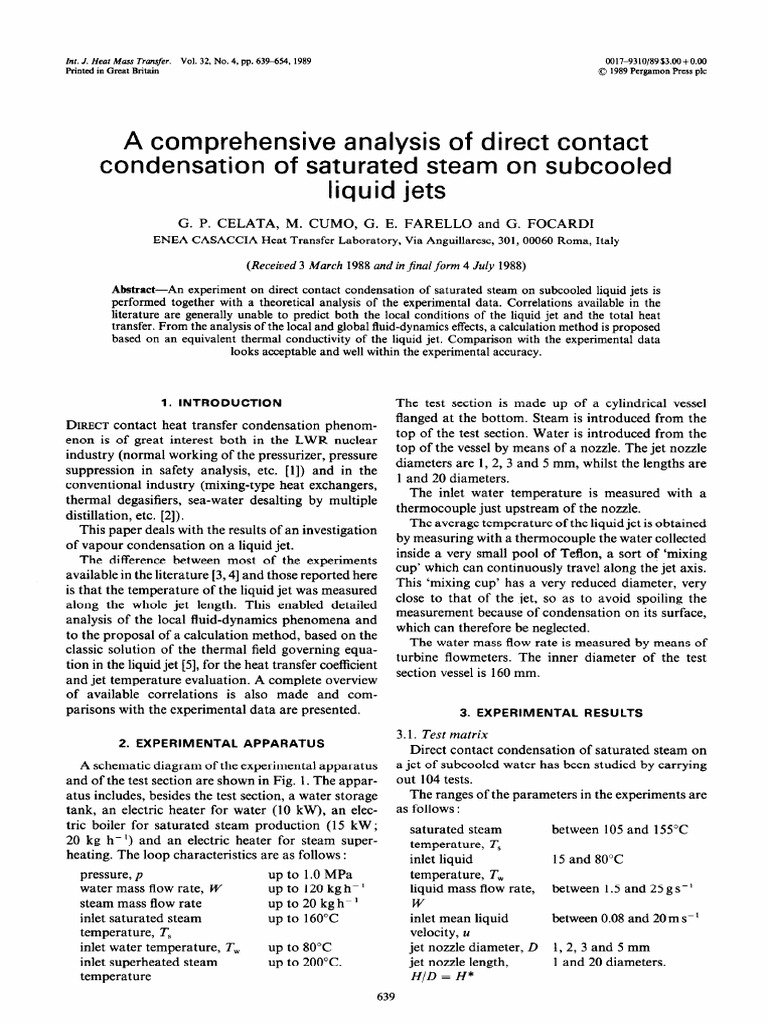 A Comprehensive Analysis of Direct Contact Condensation of Saturated ...