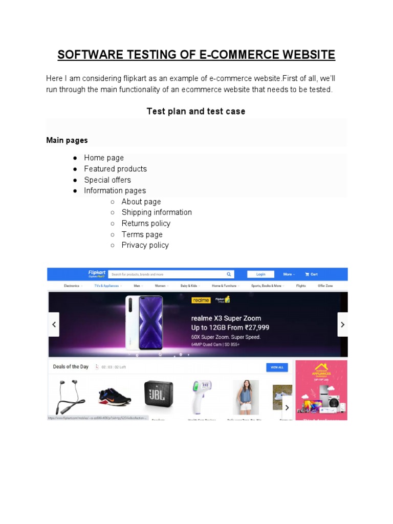 Software Testing of E-Commerce Website: Test Plan and Test Case | PDF ...